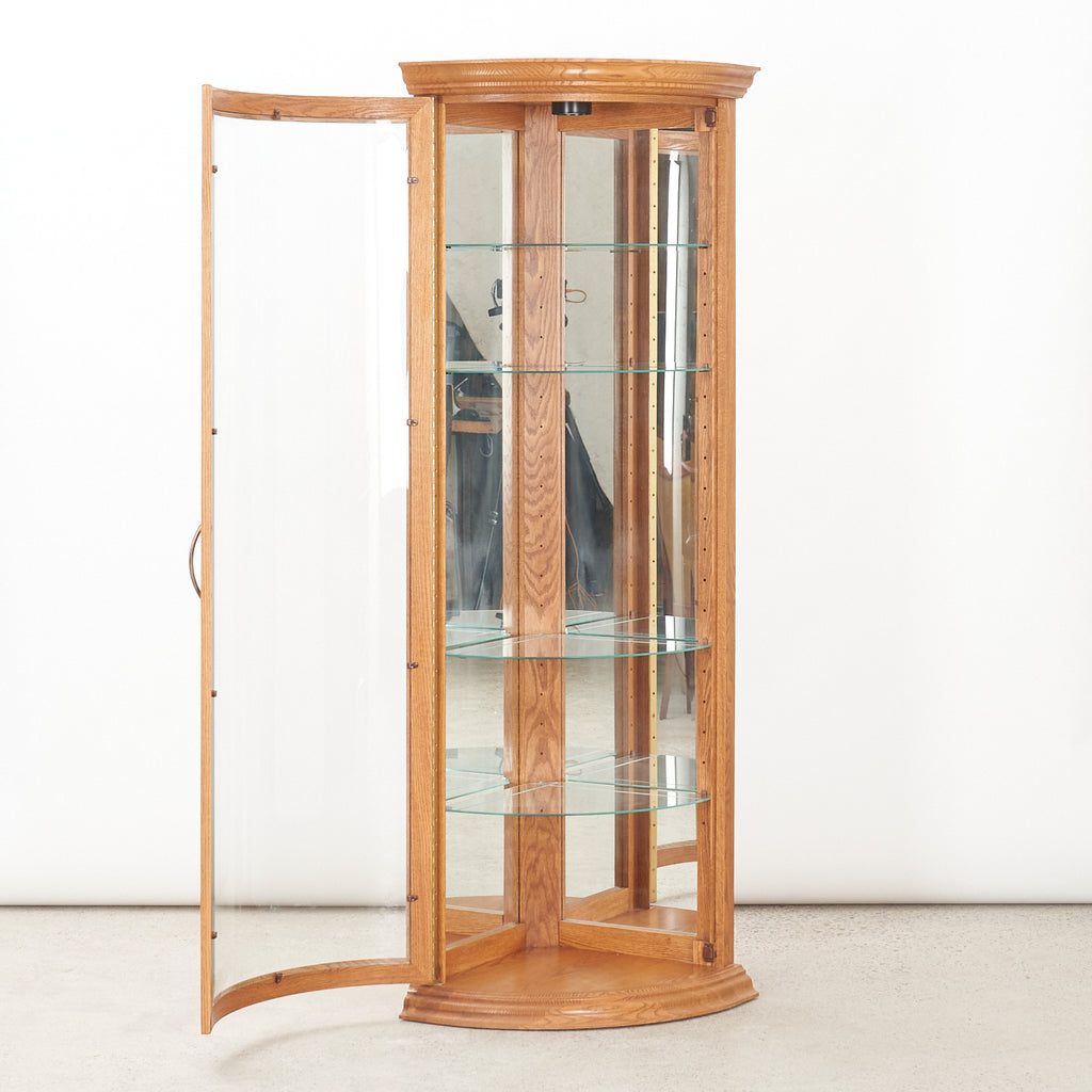 Oak & Glass Corner Cabinet w/ Light – Guff Furniture